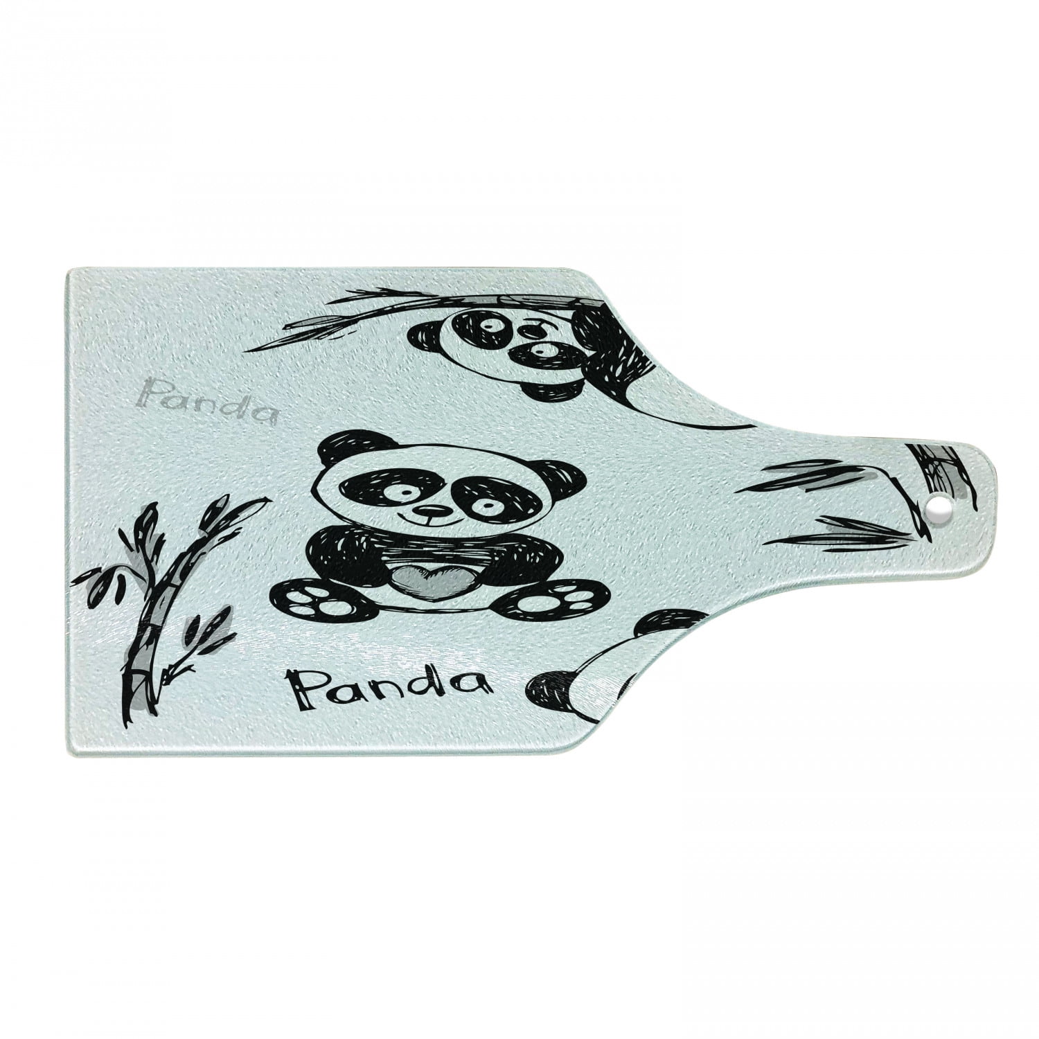 Panda Cutting Board, Cheerful Animal Different Poses Bamboo Branch ...