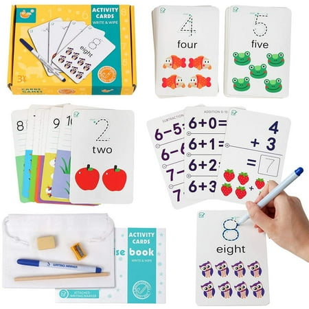 IGUOHAO Dry Erase Number Addition Subtraction Flash Cards - Write ...