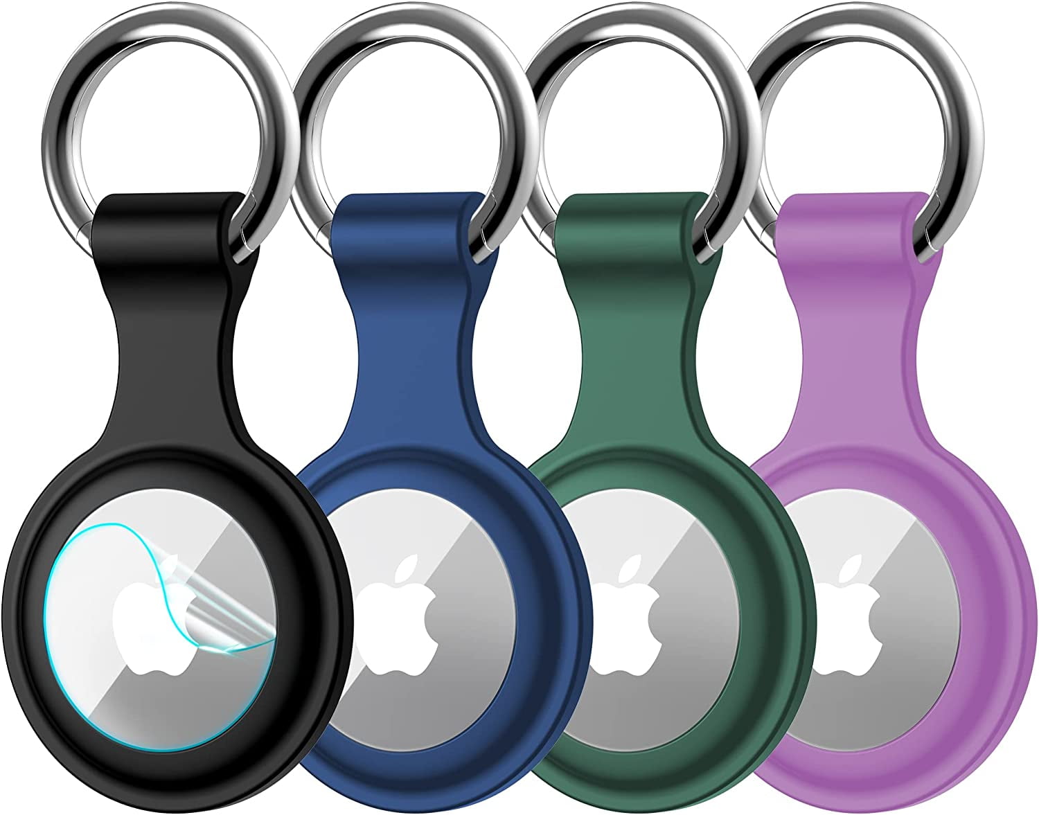 4 Pack Silicon for AirTag Keychain Apple Airtag Holder Case Cover Air tag,Full Body Shockproof ...