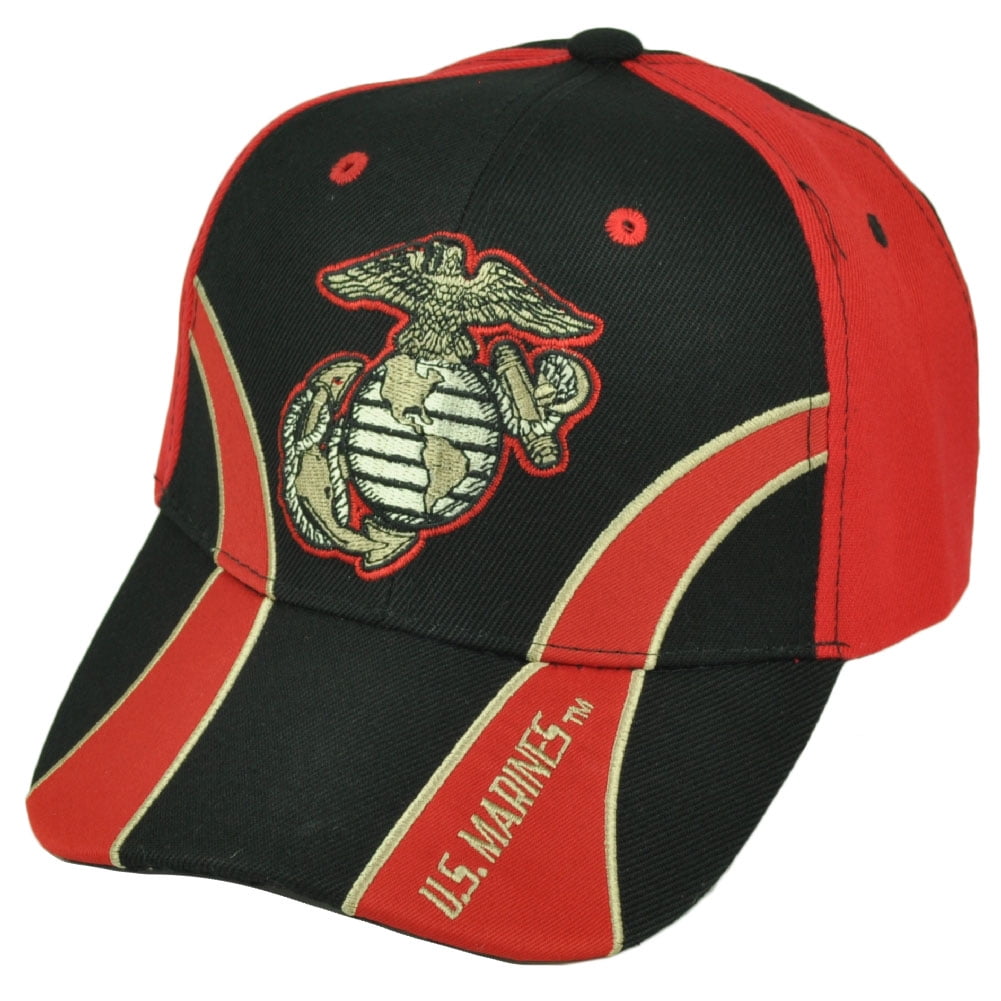 U.S Marines Corps United States Black Red Adjustable Hat Cap Armed ...