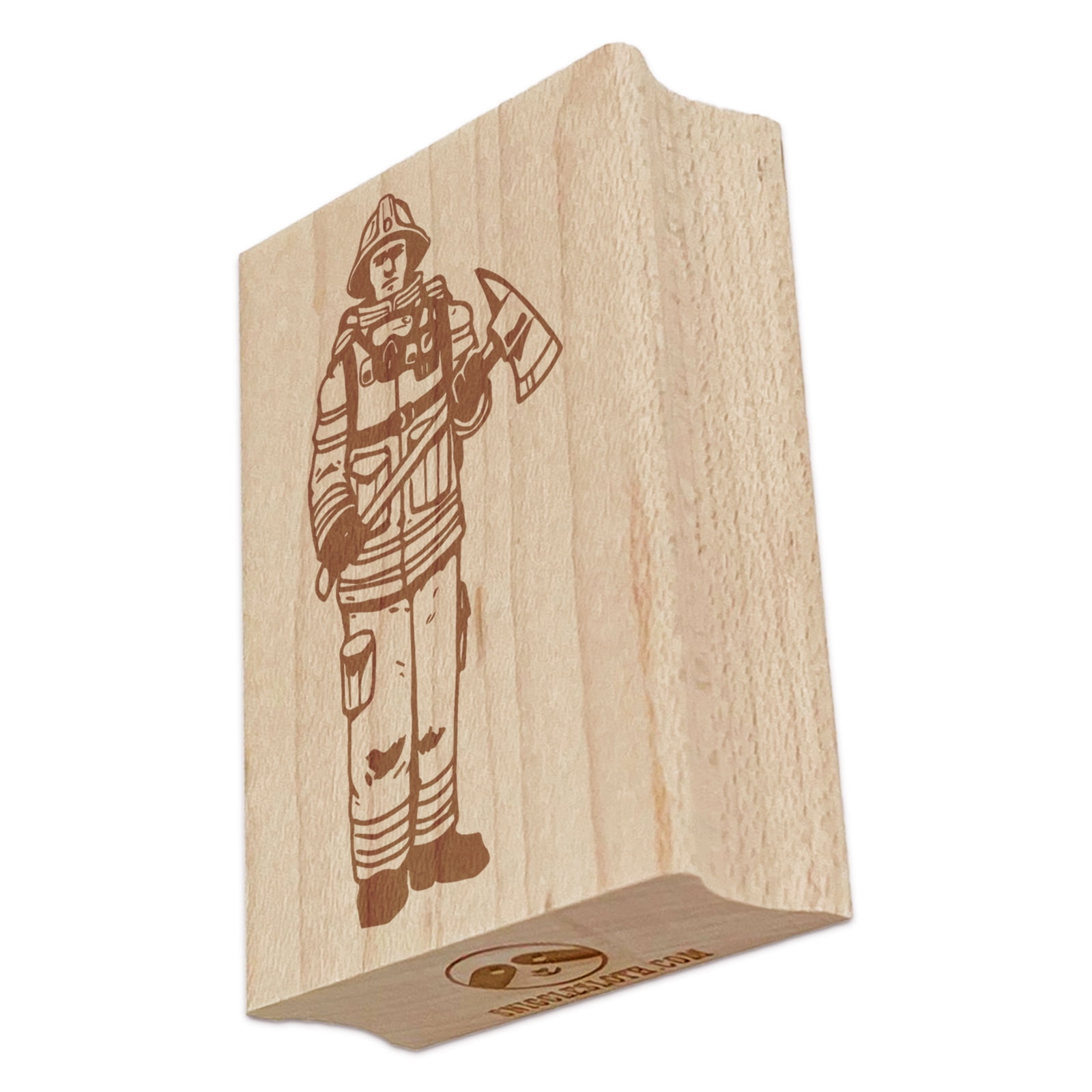 Fireman Firefighter Rescue with Axe Rectangle Rubber Stamp Stamping ...