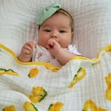 LollyBanks Lemon Baby Muslin Quilt - 6 Layers, 100% Muslin Cotton, 47 ...