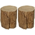 HOMCOM Indoor/Outdoor Small Cement Side Table, Tree Stump Shape, Set of ...