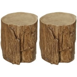 HOMCOM Indoor/Outdoor Small Cement Side Table, Tree Stump Shape, Set of ...