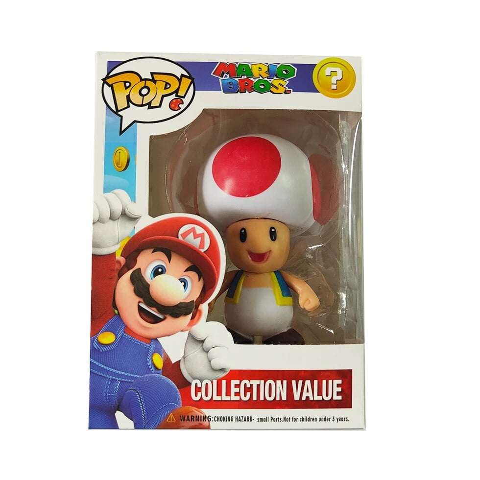 Senbaida Funko Pop Super Mario Figure Mario Bros Luigi Toad Yoshi Bowser Donkey Kong Mushroom Pvc Action Figure Model Child Toys Gift D Other