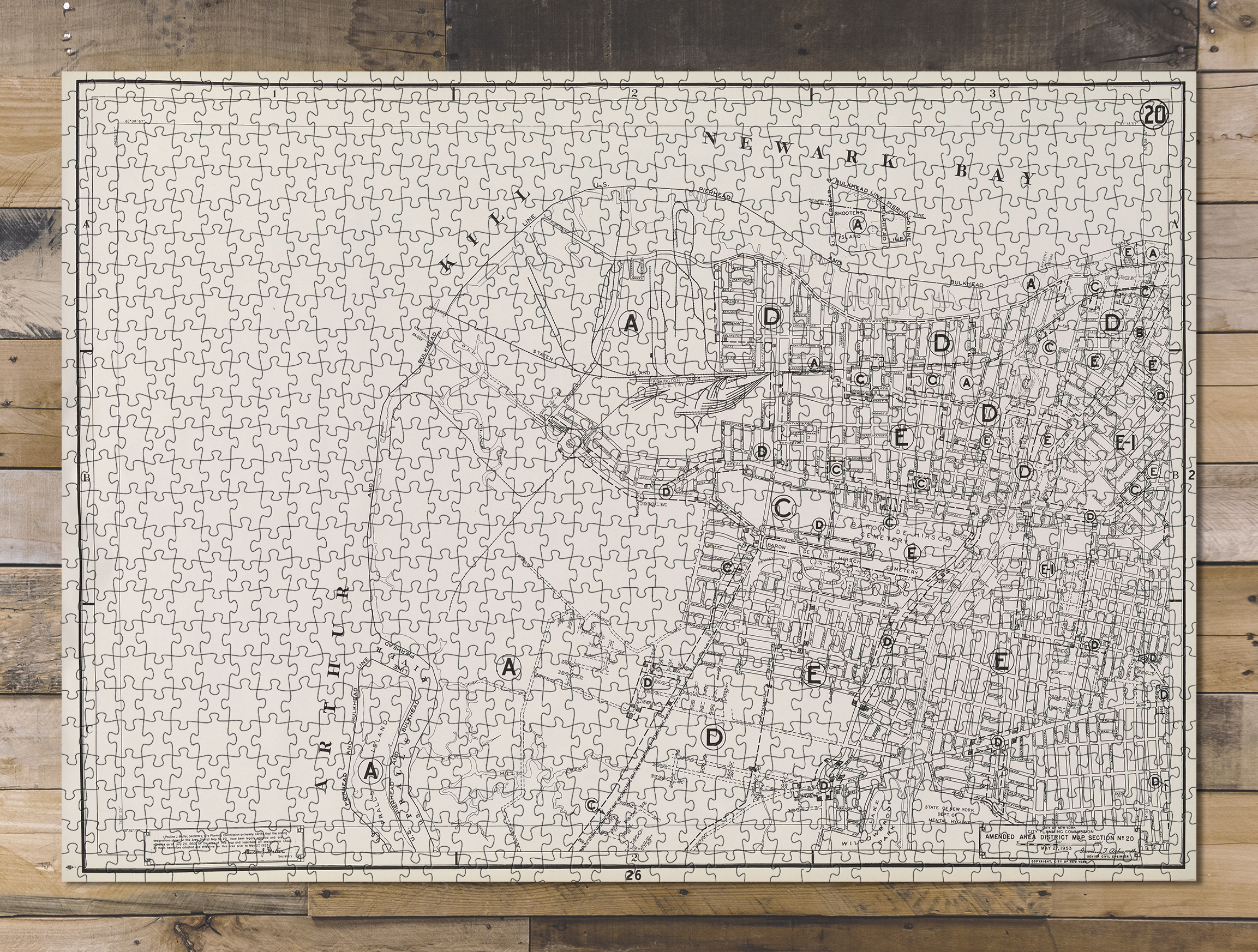 1000 piece puzzle-Map of Area Zoning Map Section No. 20 |Vintage map ...