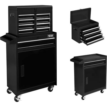 5-Drawer Rolling Tool Chest with Bottom Cabinet and Adjustable Shelf ...