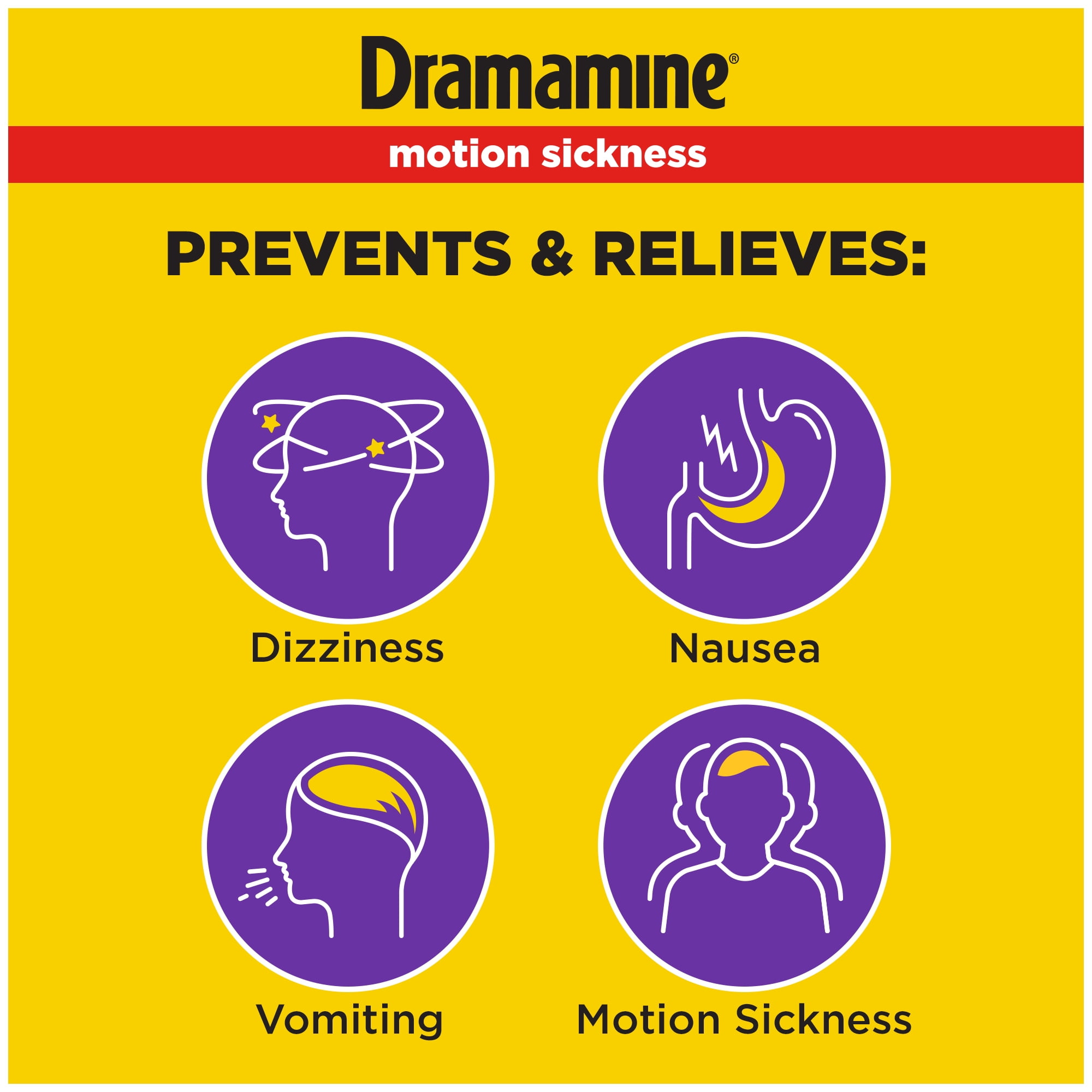 Dramamine All Day Less Drowsy, Motion Sickness Relief, 8 Count Best ...
