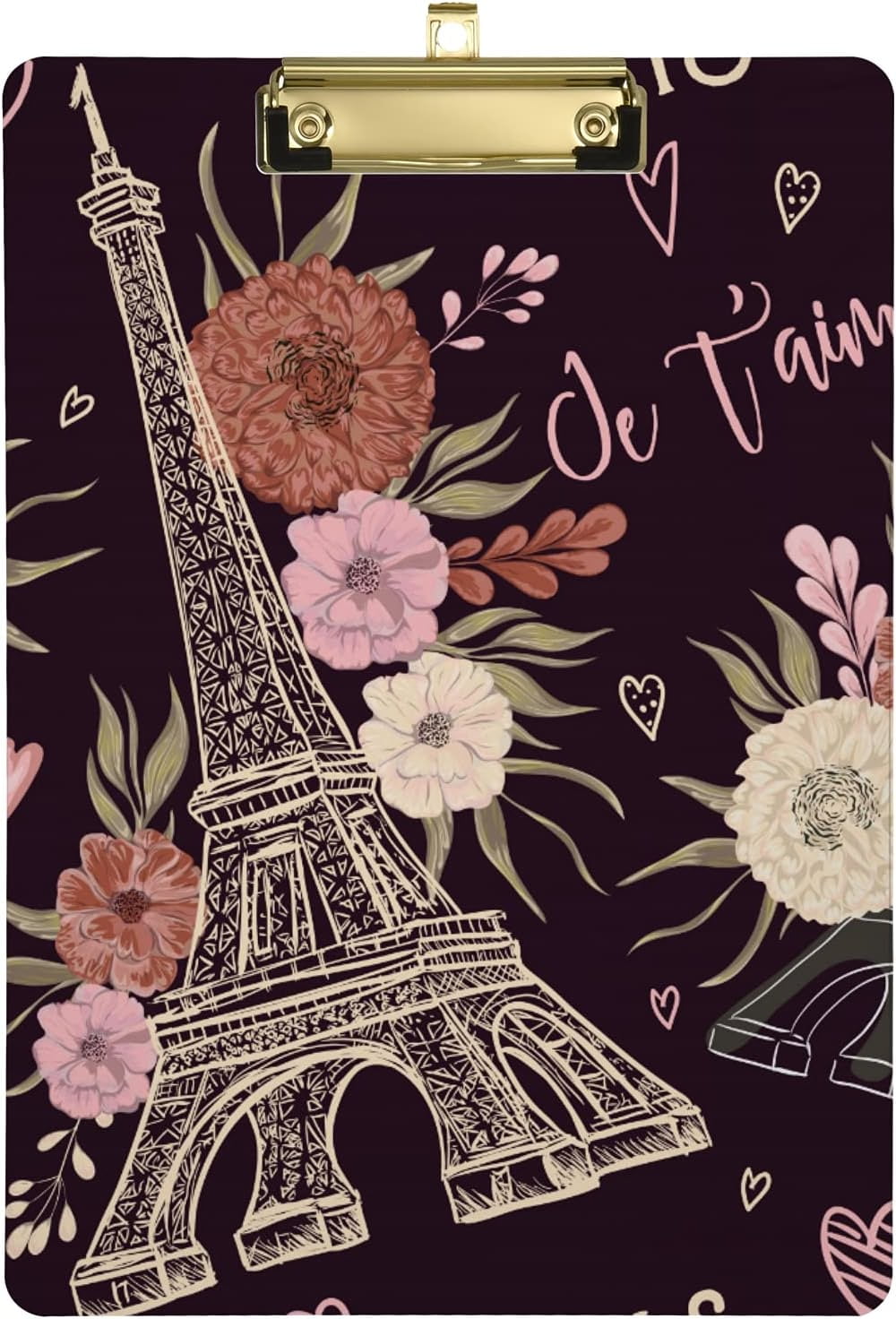 FMSHPON Paris Eiffel Tower HeartFlowers Clipboard Hardboard Wood ...