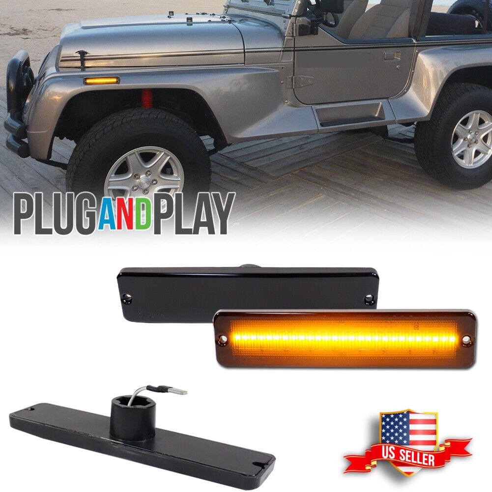 GTINTHEBOX 2x Smoke Lens LED Amber Front Bumper Side Marker Lights For ...