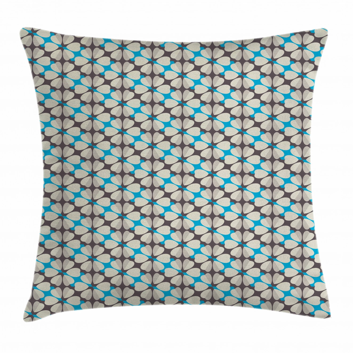 Floral Throw Pillow Cushion Cover, Diagonal Blue Diamond Shapes with ...