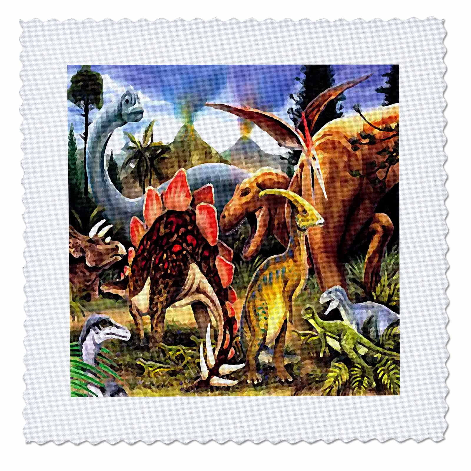 3dRose Dinosaurs - Quilt Square, 6 by 6-inch - Walmart.com