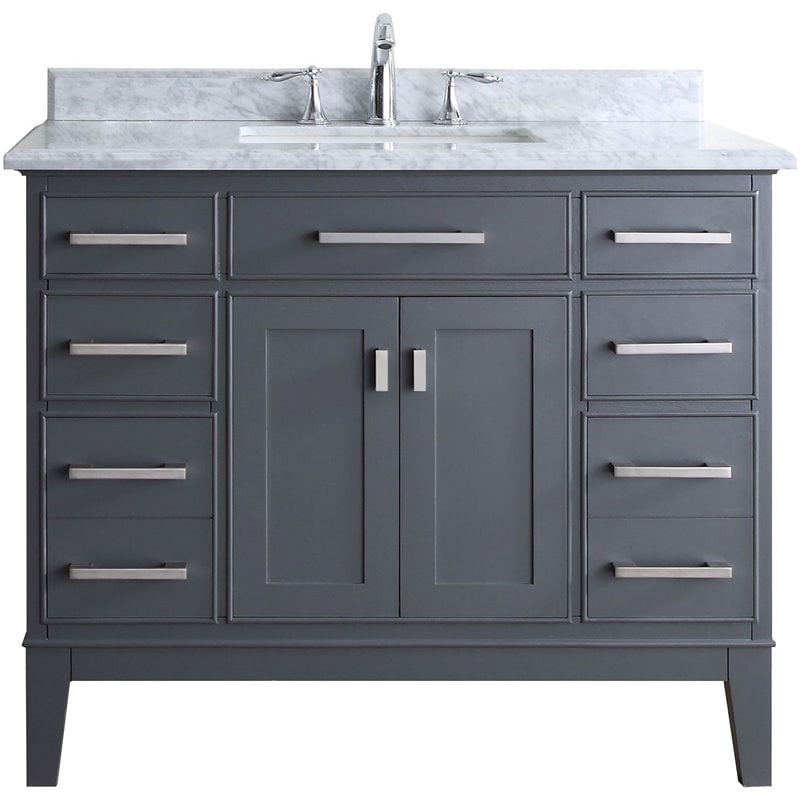 Ari Kitchen & Bath Danny 42" Solid Wood Bathroom Vanity in Maple Gray ...