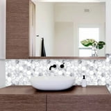Clever Mosaics Self-adhesive Vinyl Backsplash Carrara Marble Hexagon ...