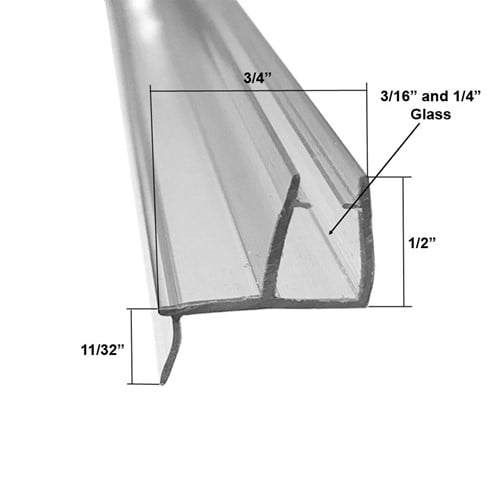 Clear Bottom Wipe with Drip Rail for 3/16" and 1/4" Glass - 35 in long ...