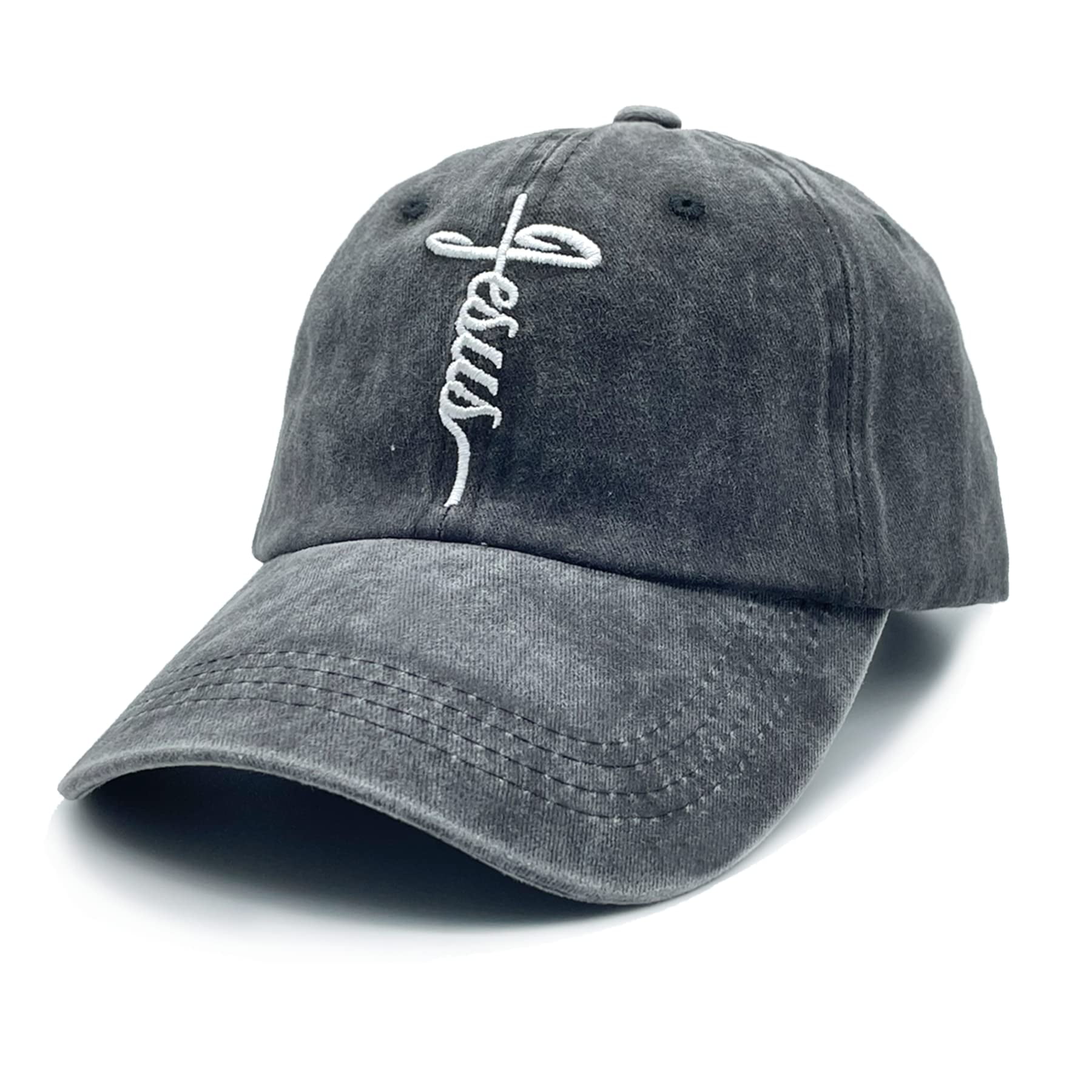Embroidered Christian Jesus Cross Hat for Men Women, Vintage Washed Dad ...