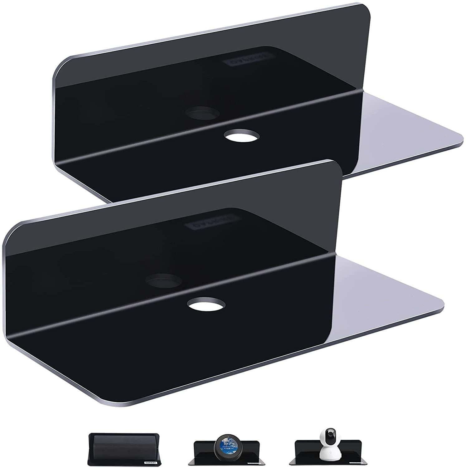 Acrylic Floating Wall Shelves Set of 2, Damage-Free Expand Wall Space ...