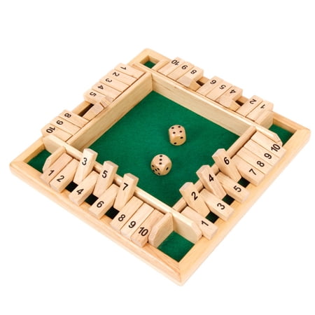 Four Sided 10 Numbers Shut The Box Board Game Wooden Flaps & Dice Set ...