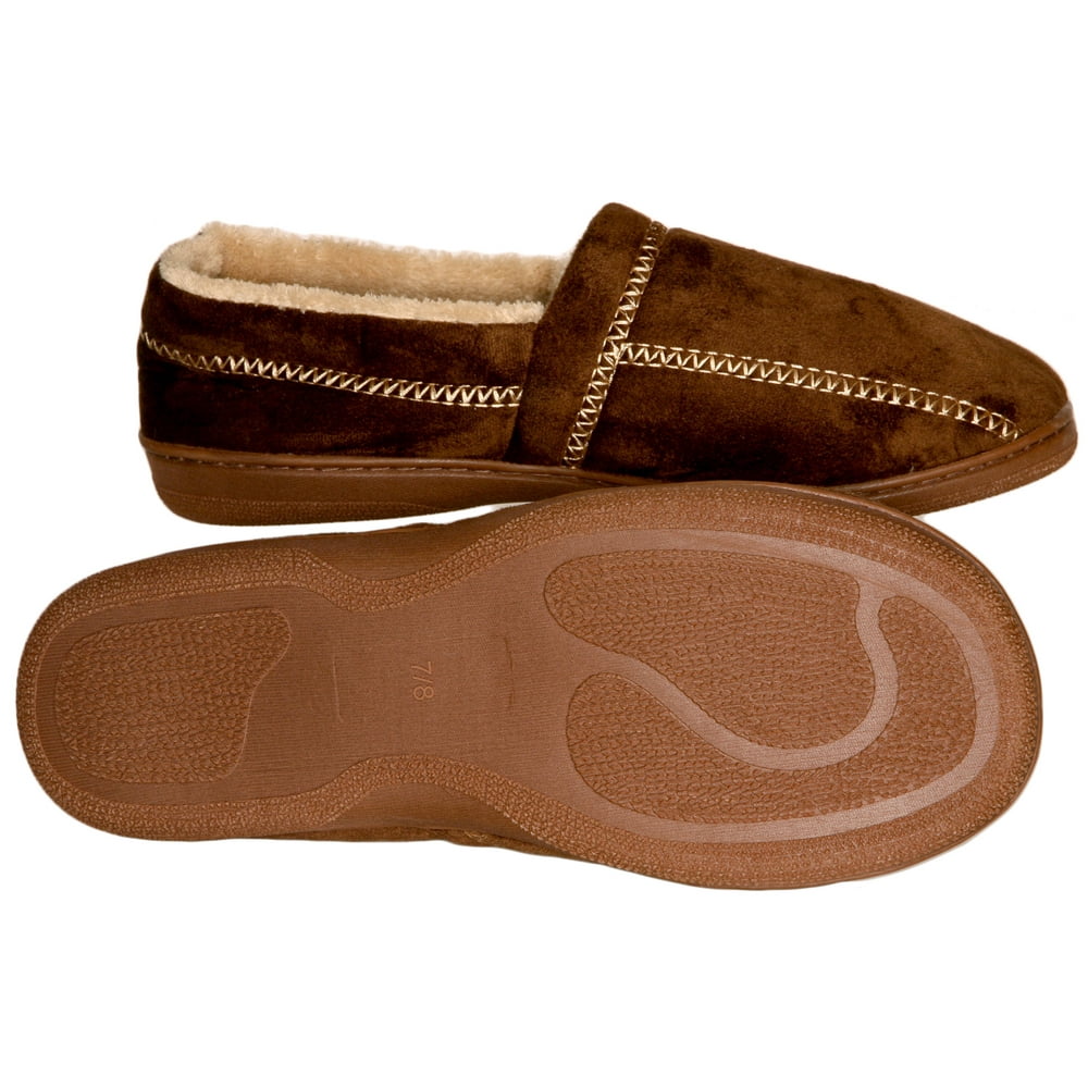 DeluxeComfort - Deluxe Comfort Suede Fleece Men's Slipper - Walmart.com ...