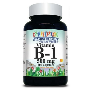 Healthfare Vitamin B1 500mg | 200 Capsules | Thiamine Supplement ...
