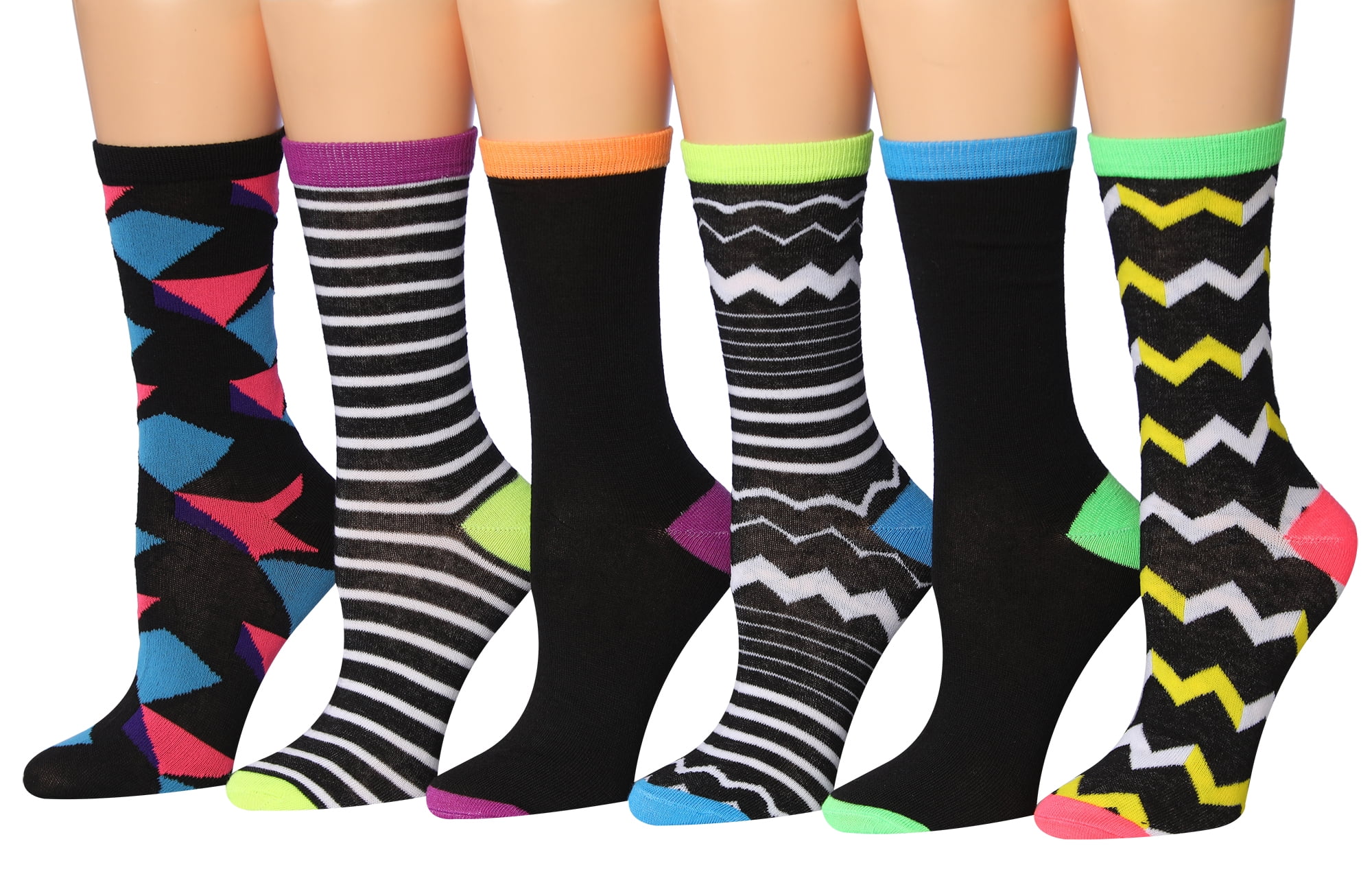Colorfut Women's 6-Pairs Colorful Funky Patterned Crew Dress Socks WC33 ...