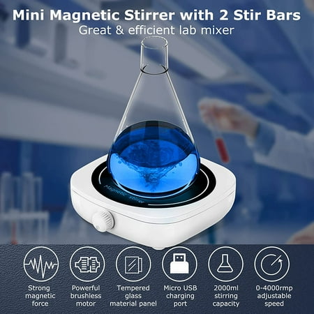 Mini Magnetic Stirrer Mixer with Stir Bar, Magnetic Lab Stirrer,2000ml ...