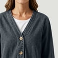 Cekizud Jean Jacket Women V Neck Button Down Long Sleeve Casual Denim ...