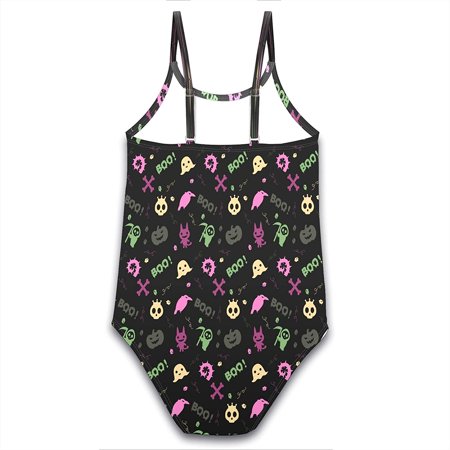 Girls Swimsuit Cute Skull Halloween Swimsuits Bathing Suits - Athletic ...