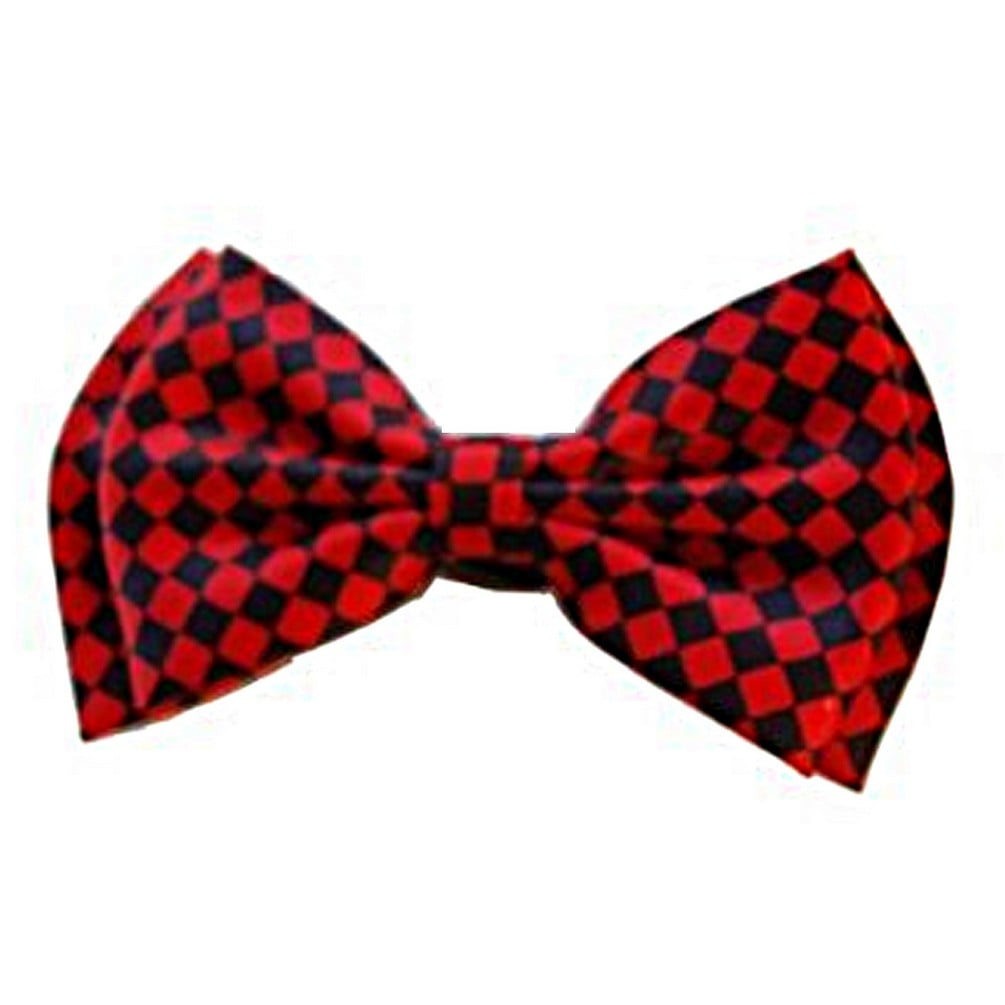 Checkered Board Print Bow 4.3 inches Tie - Red / Black - Walmart.com