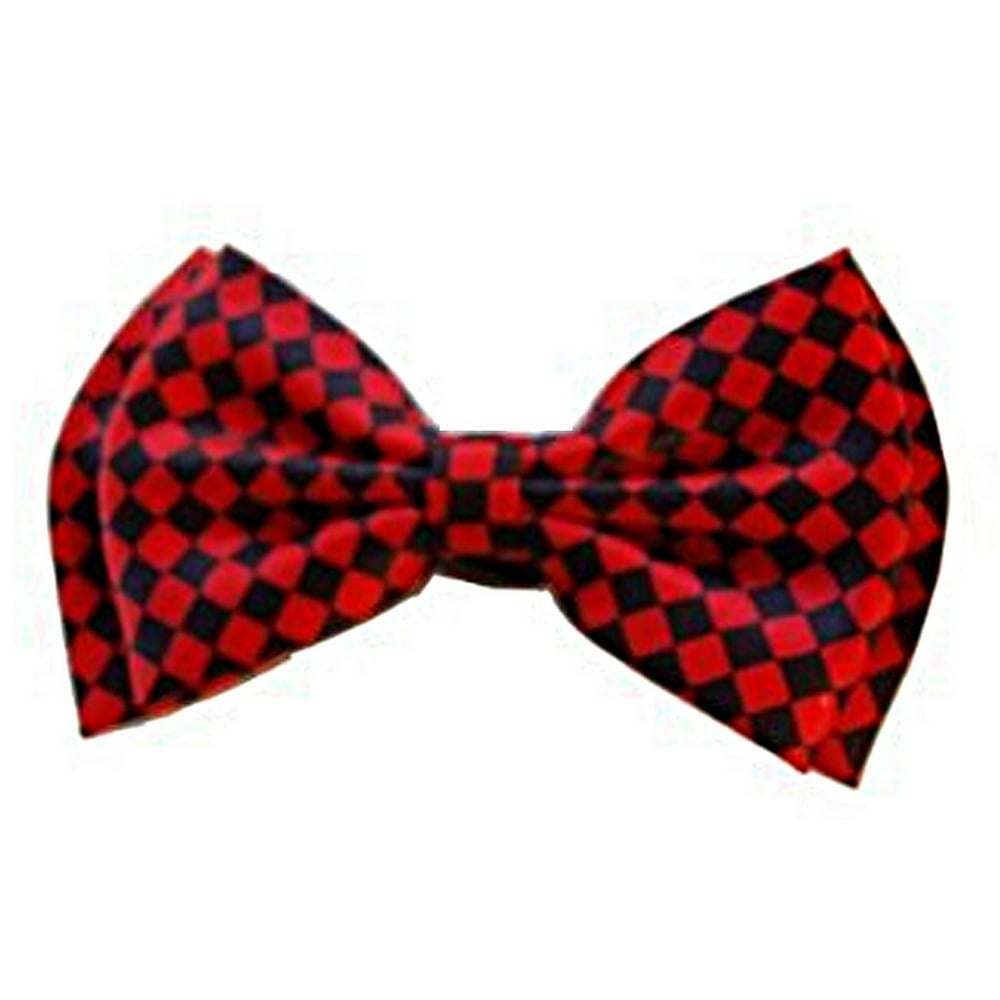 Clover - Checkered Board Print Bow 4.3 inches Tie - Red / Black ...