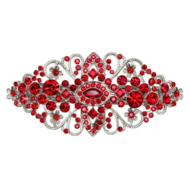 Faship Gorgeous Navy Blue Rhinestone Crystal Small Floral Hair Barrette ...