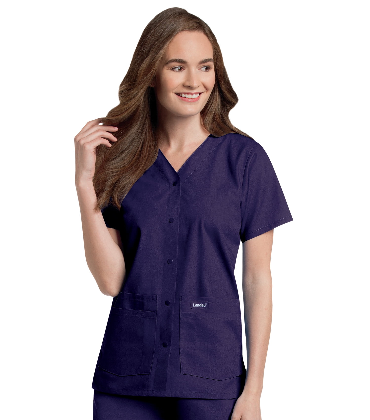 Landau Snap V-Neck Scrub Top (Women) - Walmart.com