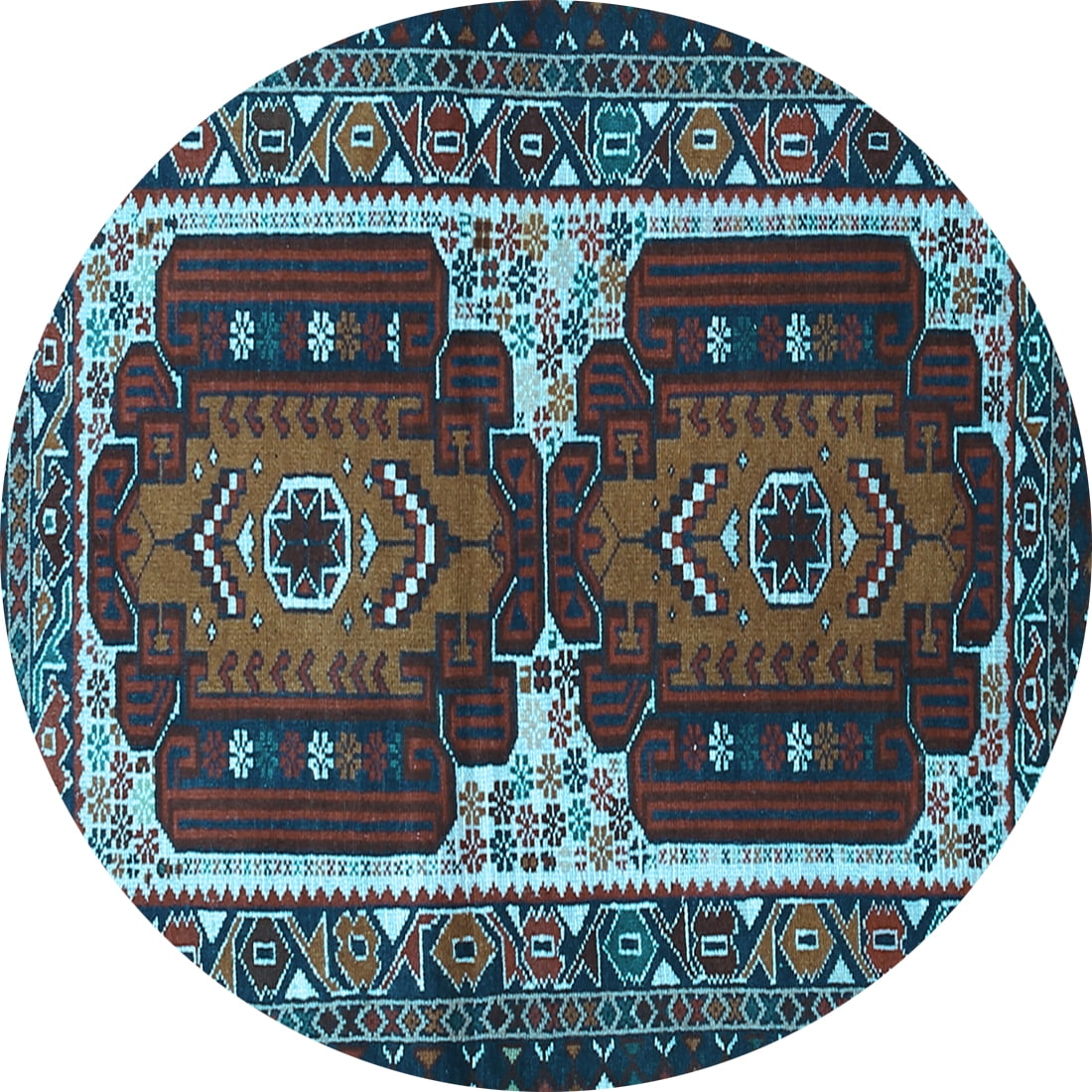 Ahgly Company Indoor Round Persian Light Blue Traditional Area Rugs, 8 ...