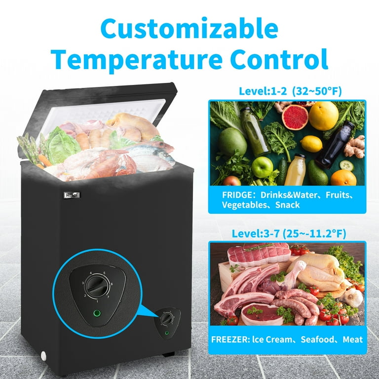 Portable Freezer Chest Freezer, Compact Deep Freezer 7 Adjustable ...
