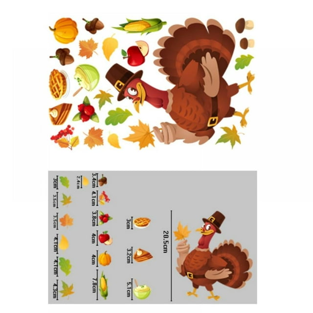 Fall Decorations 2 Sheet Thanksgiving Window Clings Stickers Holiday ...