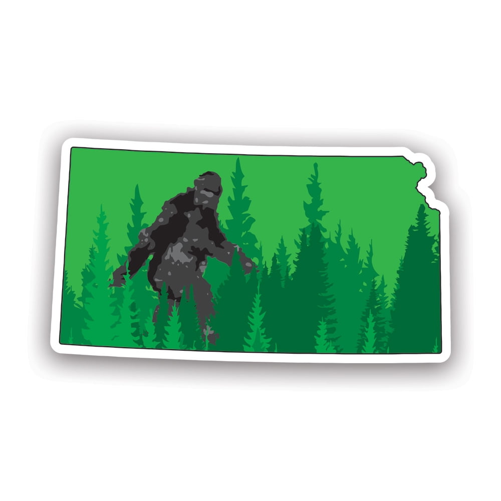 Kansas Bigfoot Flag Sticker Decal - Self Adhesive Vinyl - Weatherproof ...