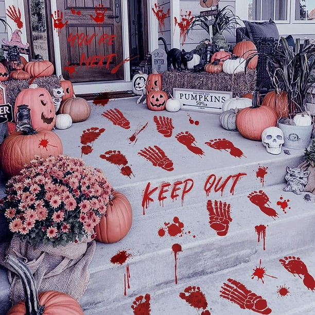 105 Pcs Bloody Halloween Decorations Bloody Footprints Floor Stickers ...