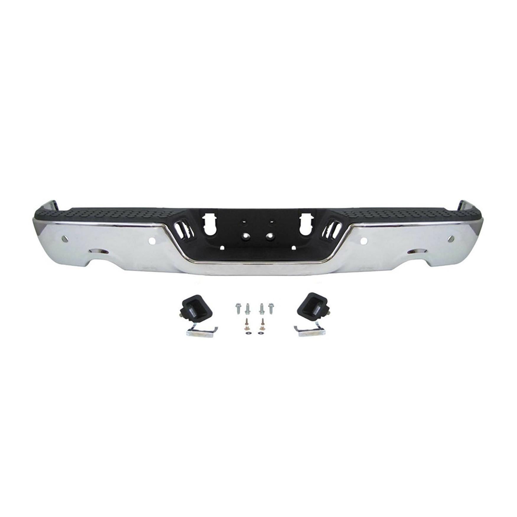 Rear Bumper Steel Chrome Step Assembly with Radar Hole Replacement for ...