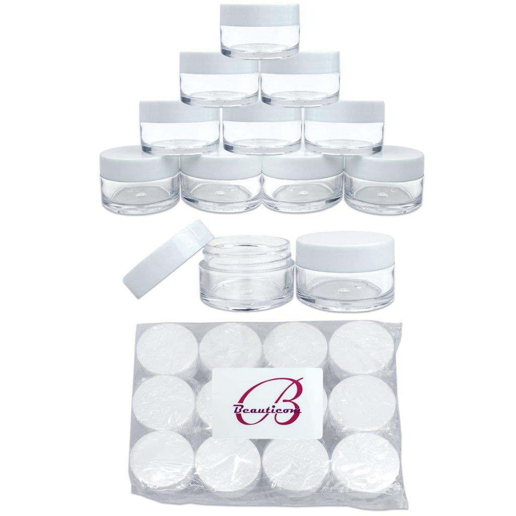 Beauticom 12 Pieces High Quality 20 Gram 20 ml (0.7 oz) Clear Round ...