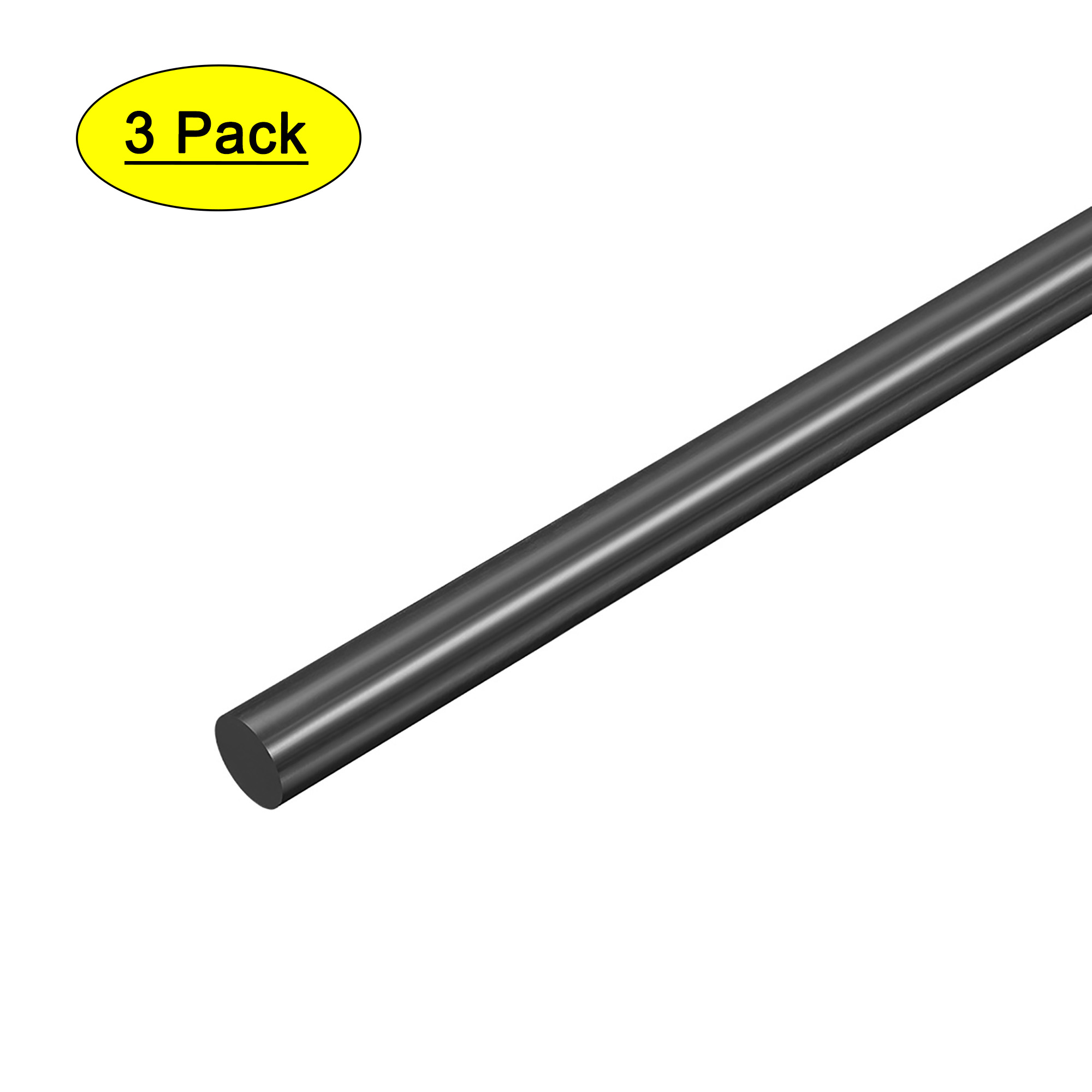3pcs Plastic Round Rod 3/16" Dia 20" Length Black (POM ...