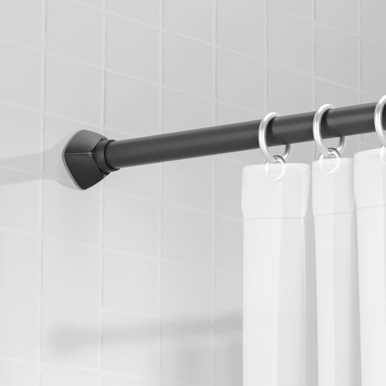 Oxdigi Shower Curtain Rod Adjustable Tension Rod 31-45 Inches Black ...