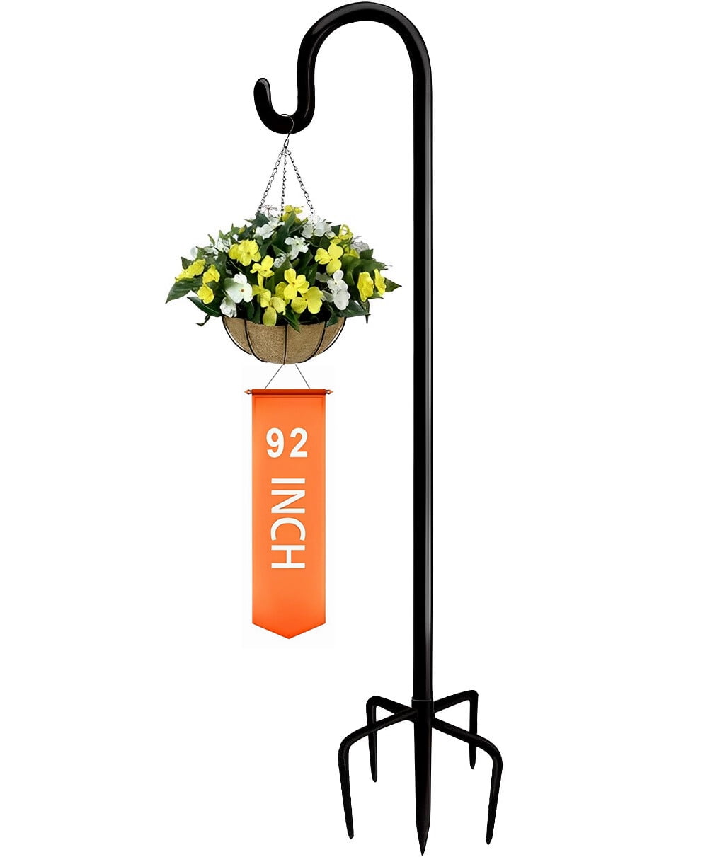 Oyajia 92 inch Tall Shepherd Hooks with 5-Forked Base, Adjustable Heavy ...
