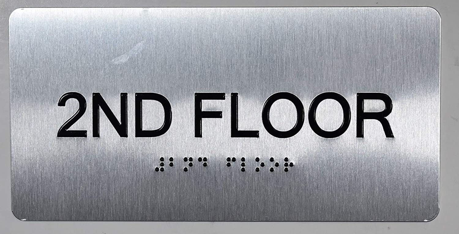 2nd Floor Sign- Floor Number Tactile Touch Braille Sign (Aluminium ...