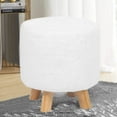 Homebeez Round Cushioned Ottoman Stool, Comfy Footrest with Wood Legs ...