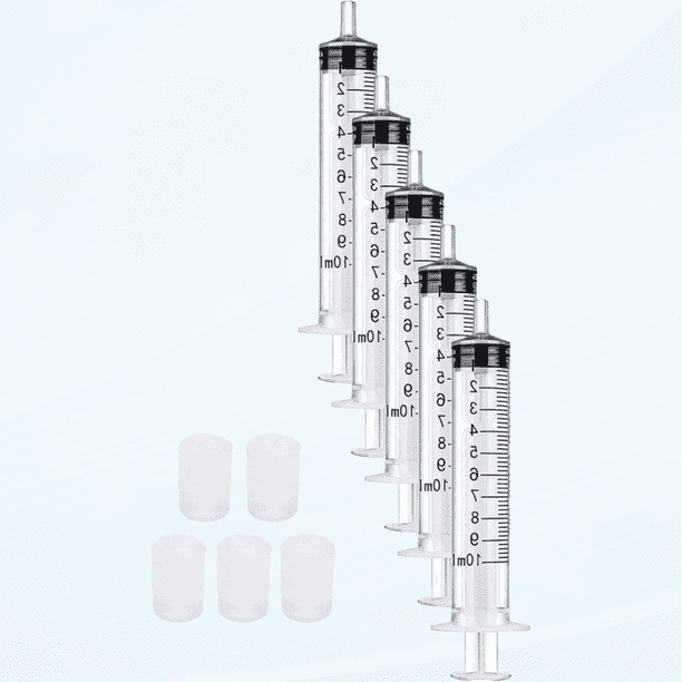 5 Packs 10ml Reusable Plastic Syringe with 5Pcs Extraction Adapters for ...