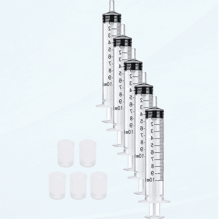 5 Packs 10ml Reusable Plastic Syringe with 5Pcs Extraction Adapters for ...