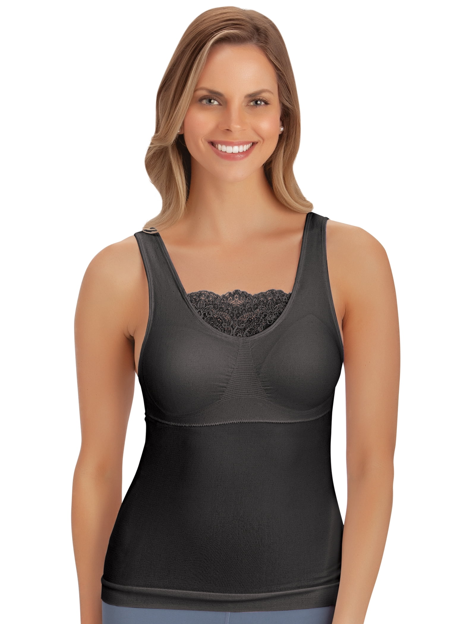 Collections Etc Seamless Versatile Lace Camisole Tank Top
