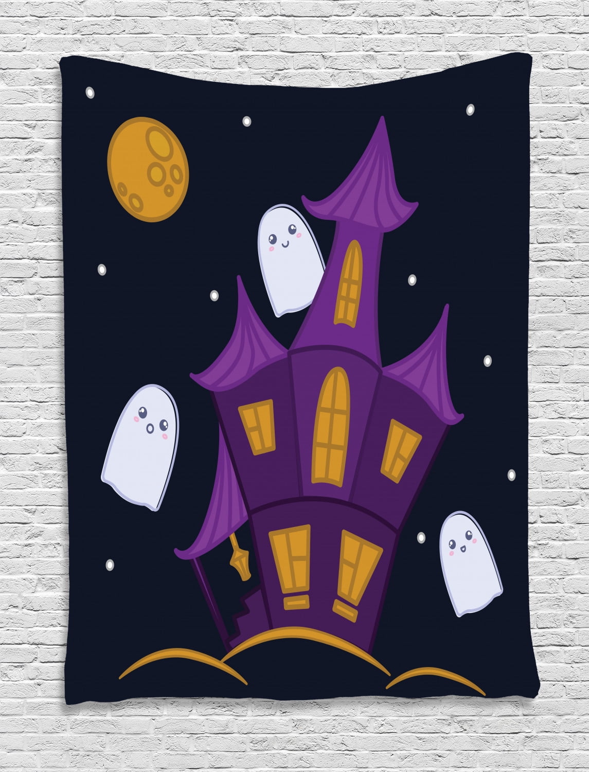 Ghost Tapestry, Dark Night Haunted House with Ghosts Halloween Design ...