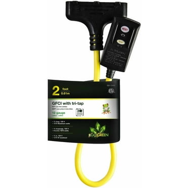 GoGreen Power 2' Portable Fault Interrupter (GFCI), Yellow, 12402 ...