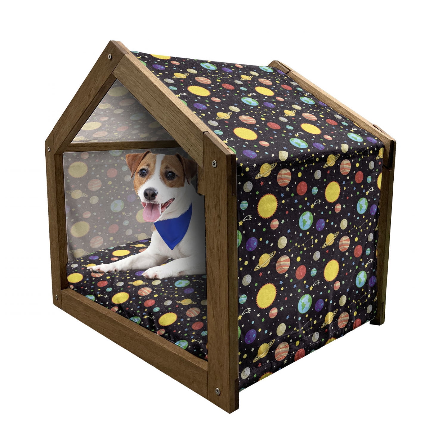 Space Pet House, Comets and Constellations Stars with Polka Dots Earth ...